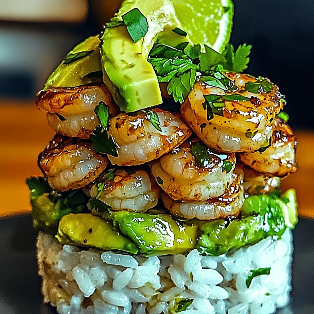 Honey Lime Shrimp & Avocado Rice Stack: A Flavorful Delight!