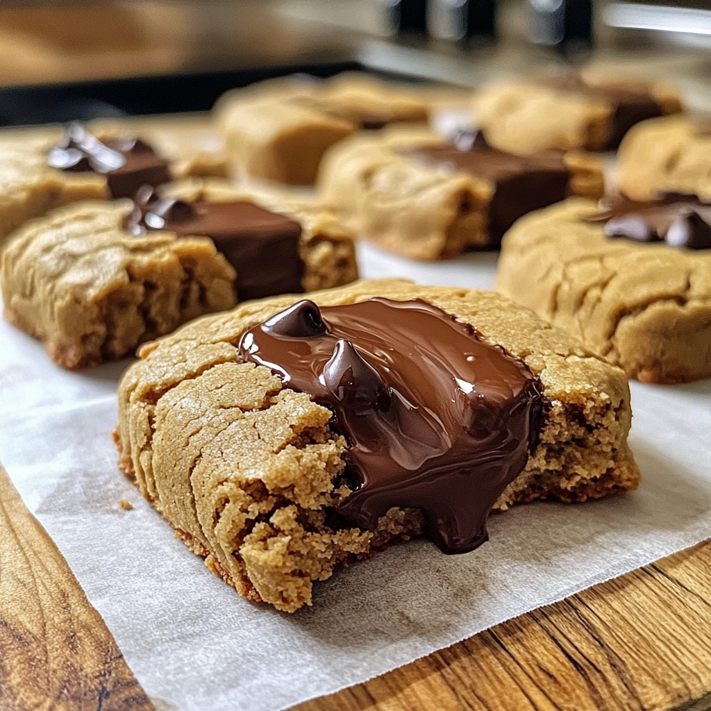 Healthy Peanut Butter Chocolate Cookies with Melty Centers